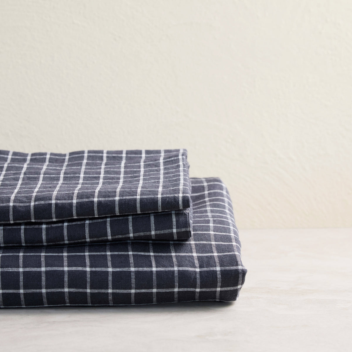 Linen Duvet Cover - Midnight Check - Linen Social