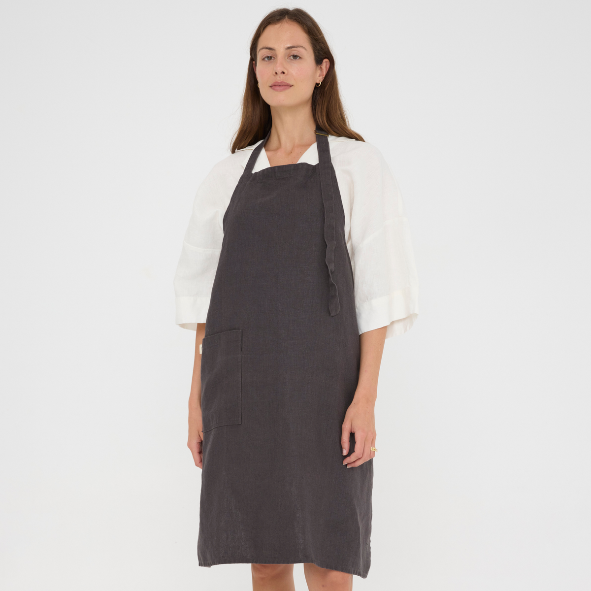 100% Linen Charcoal Apron with Adjustable Tie & Pocket | Linen Social