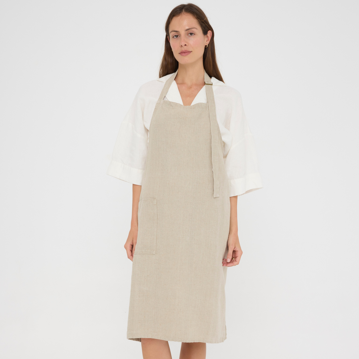 100% Linen Natural Apron with Adjustable Tie & Pocket | Linen Social
