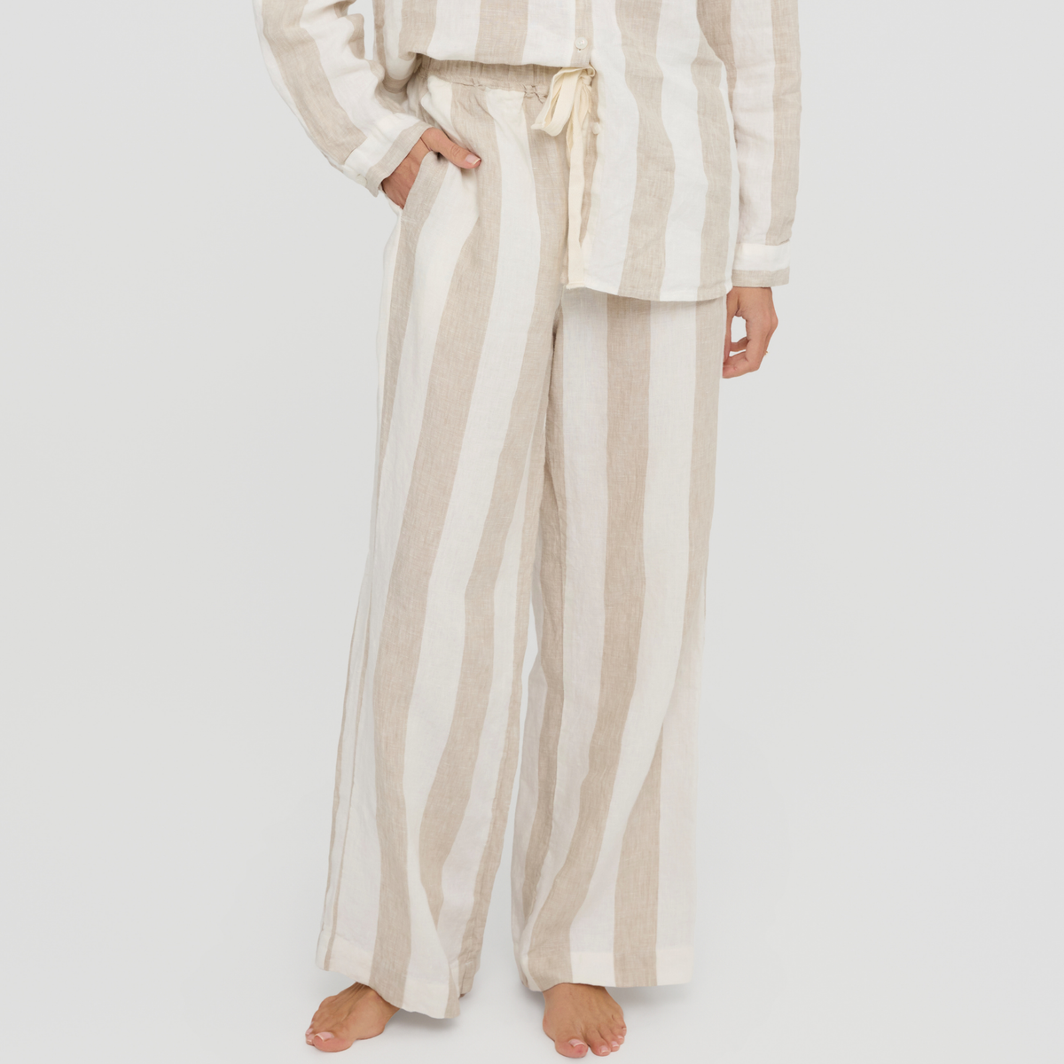 Linen Pyjama Pant - Milk and Honey Wide Stripe – Linen Social